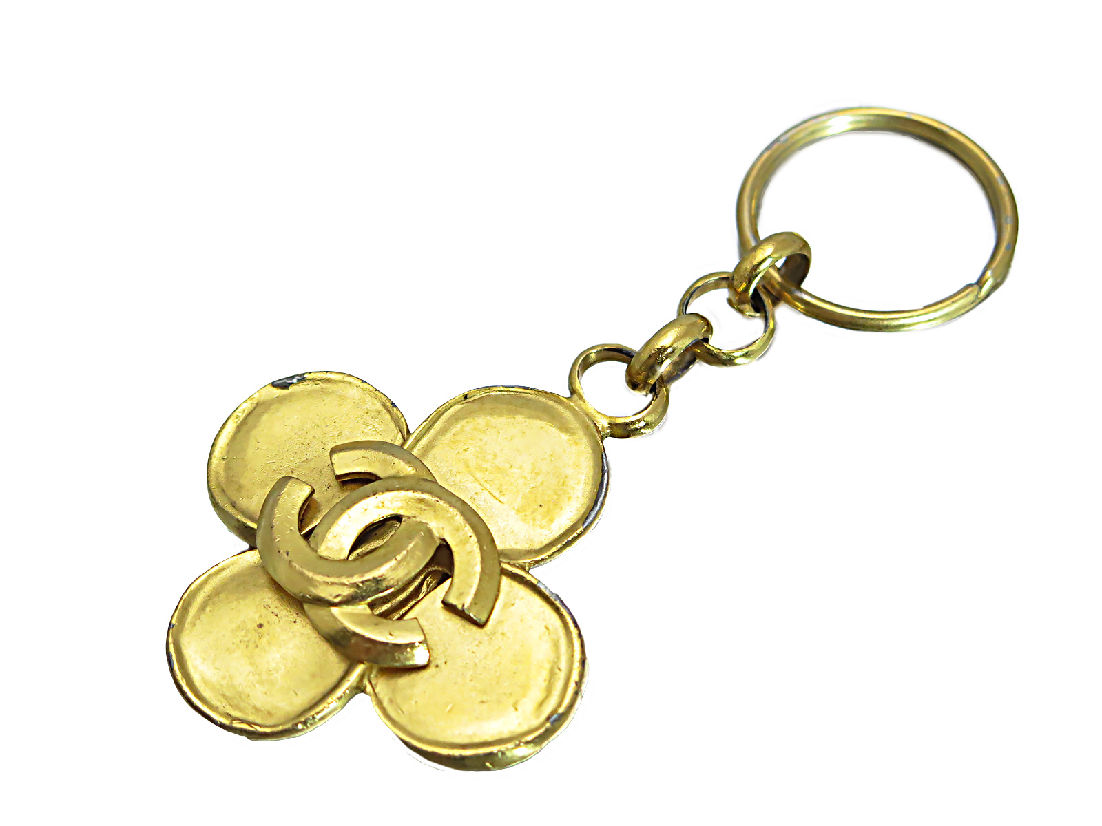 Auth CHANEL CC Logo Vintage 96P Key Ring Holder Charm Gold Goldtone ...
